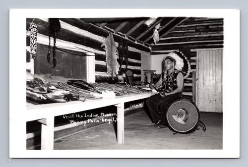 "Visit the Indian Museum" Neopit Wisconsin RPPC Peavy Falls Vintage ...