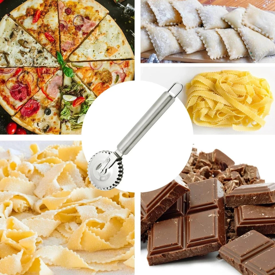 Stainless Steel Pasta & Pastry Cutter Wheel Roller Ravioli Dough Flower ...