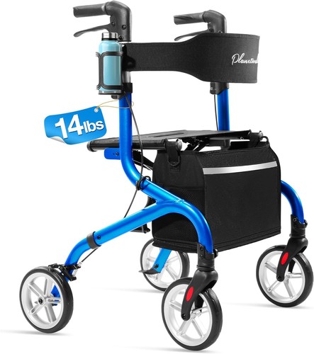 Super Lightweight Rollator Walker for Seniors, Foldable Rolling Blue | eBay