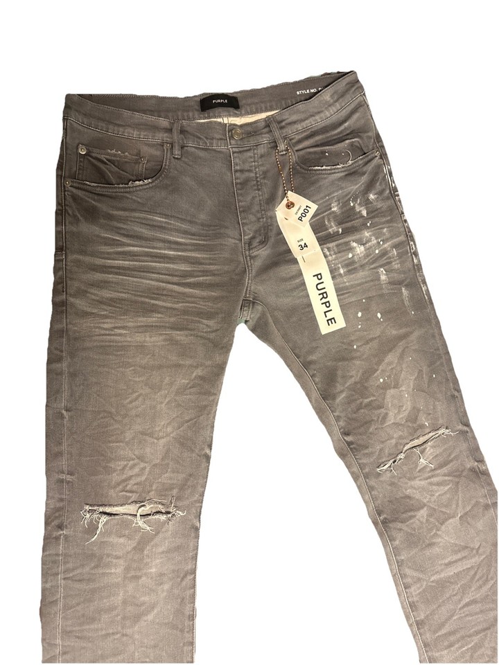 Poo1 Grey Knee Slit Purple Jeans | eBay