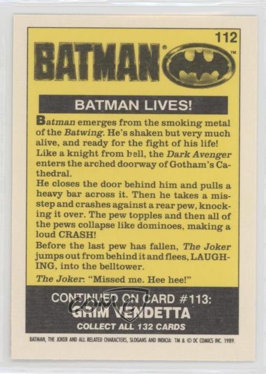 1989 Topps Batman Factory Set Glossy Batman Lives! #112 2xw | eBay