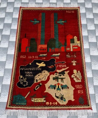 9/11 Design war Rug Afghan Handmade War Rug Wool Area Traditional War ...
