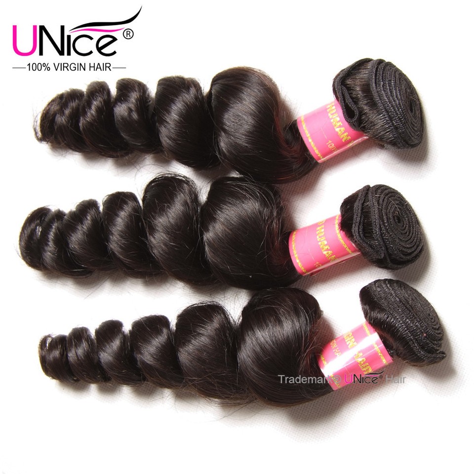 UNice Hair Peruvian Loose Wave 3 Bundles Human Hair Weave Virgin Hair ...