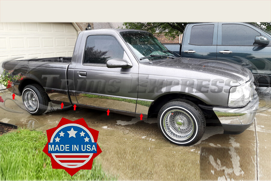 1993-2012 Ford Ranger Regular Cab 2WD Short Bed Rocker Panel Trim 8 ...