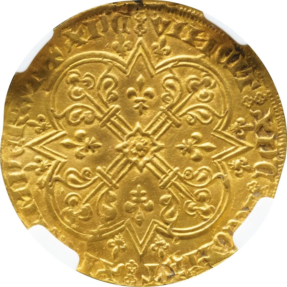 France Jean II Mouton d'Or Gold Coin ND(1350-1364) NGC(AU DETAILS MOUNT ...
