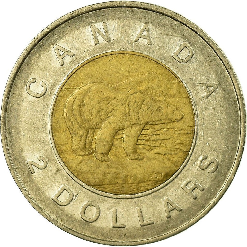 Canadian Coin Canada 2 Dollars | Queen Elizabeth II | Polar Bear | 1996 ...
