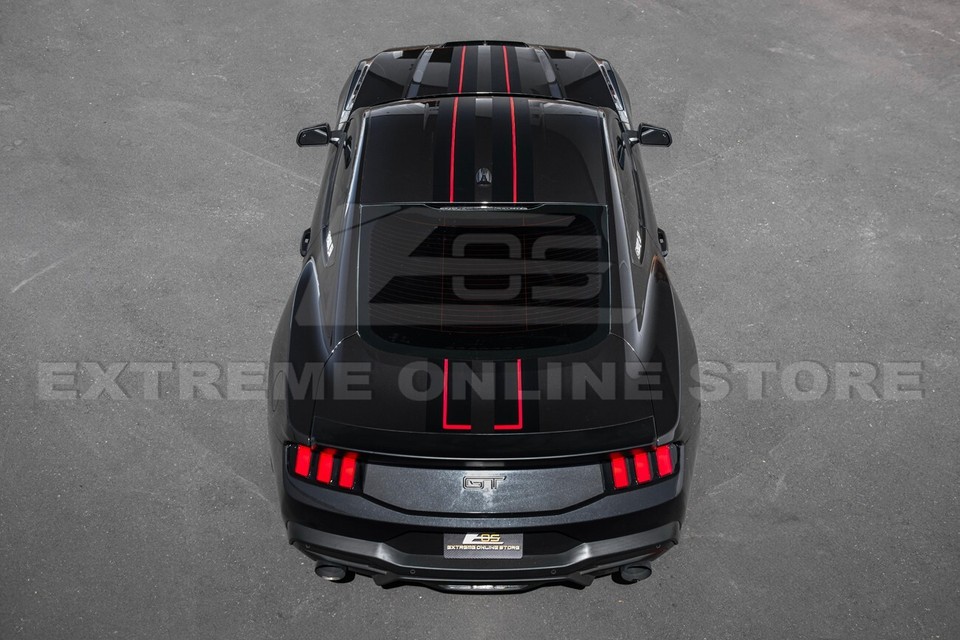 For 24-Up Ford Mustang GT Dual RALLY RedLine Vinyl 3M Decals Hood Body ...