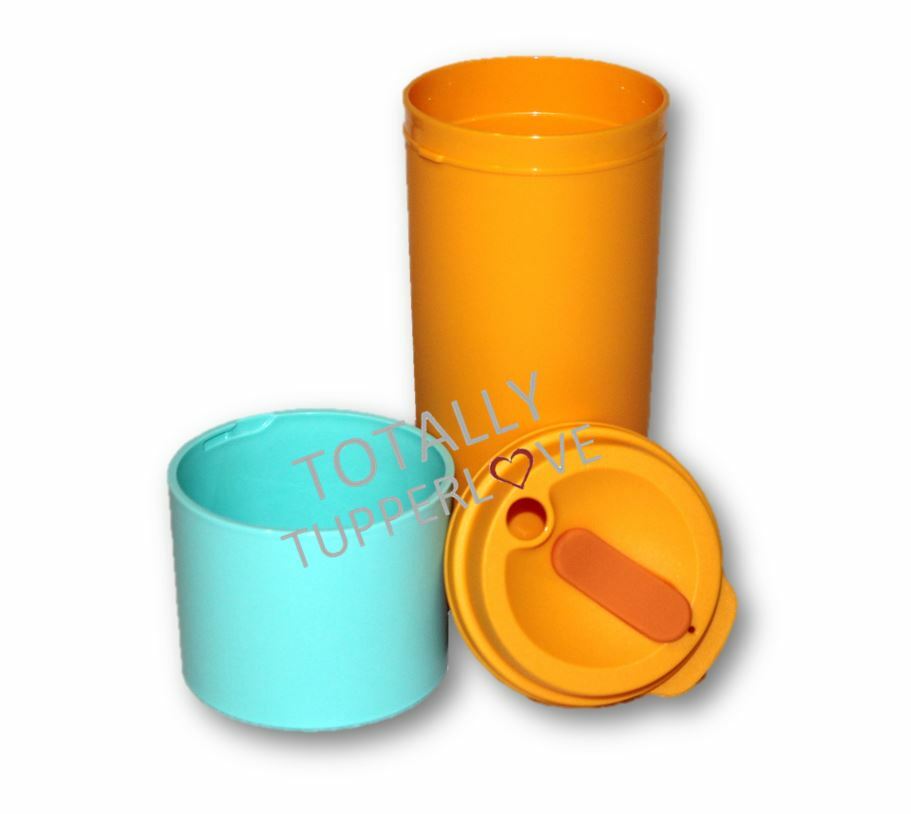 Tupperware Tumbler Eco To Go Cup Hot or Cold Sleeve 16 oz. Orange Blue ...