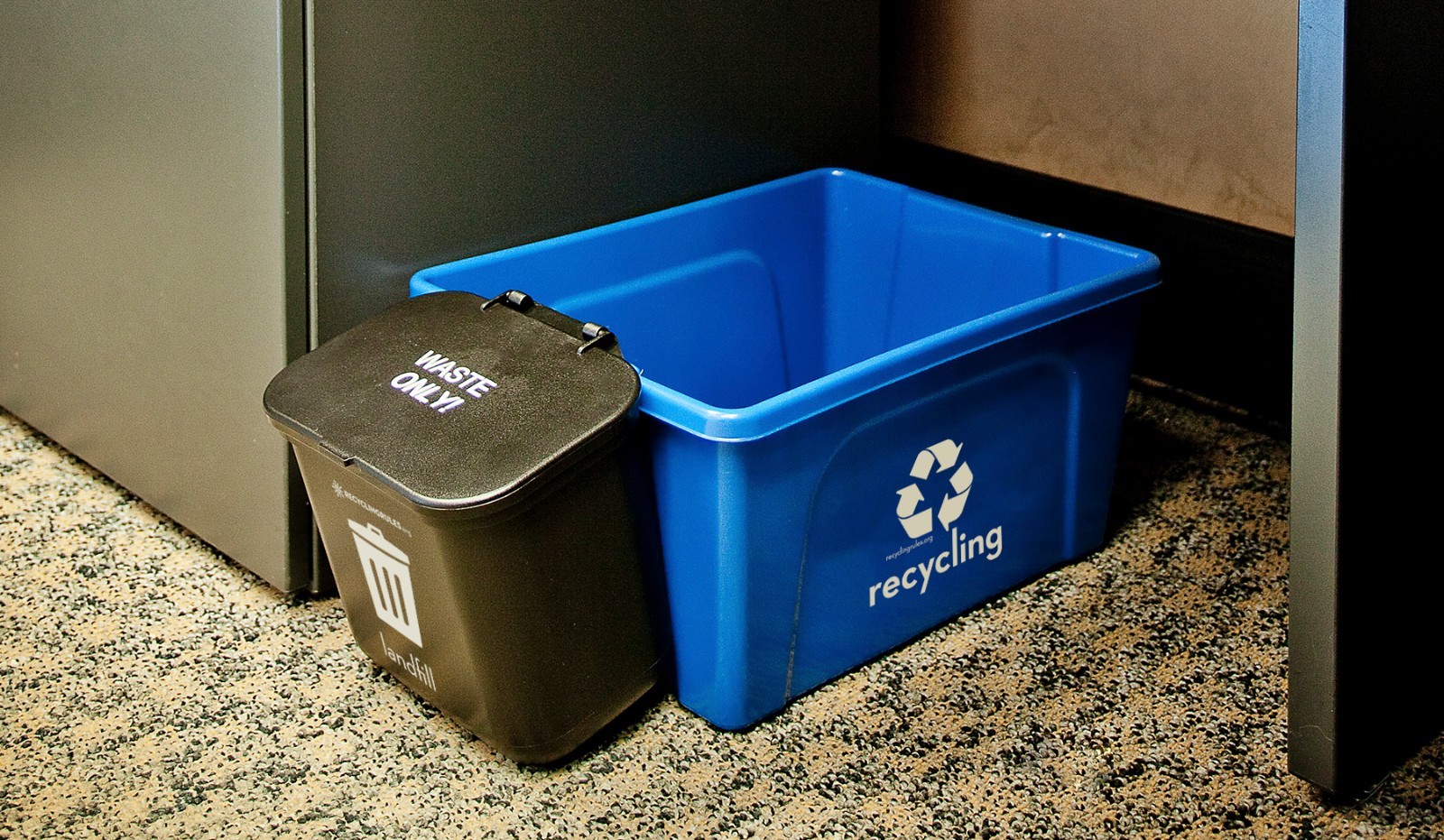 Case of 25 Low Profile Blue Deskside Recycling Bin Is Perfect For ...