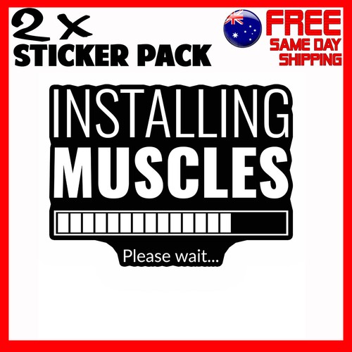 2 x Stickers Installing Muscles Gym Bodybuilding Weights Car Funny ...