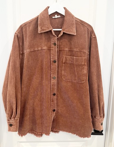 La Miel Oversized Corduroy Shacket Rust Raw Hem Pockets Women’s SZ S | eBay