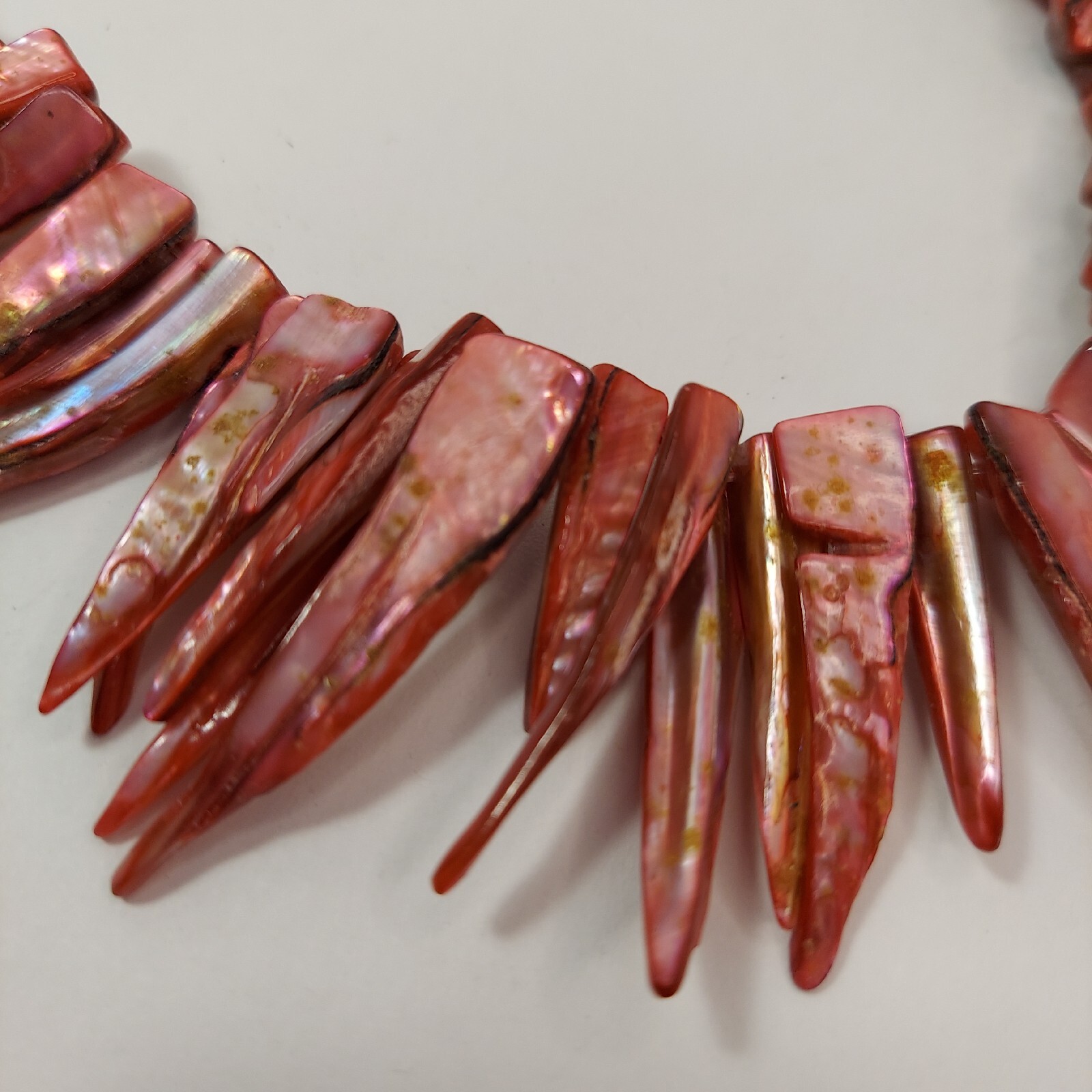 Pink Mother of Pearl Spike Necklace 19" Sea Shell Shard Fringe Collar ...