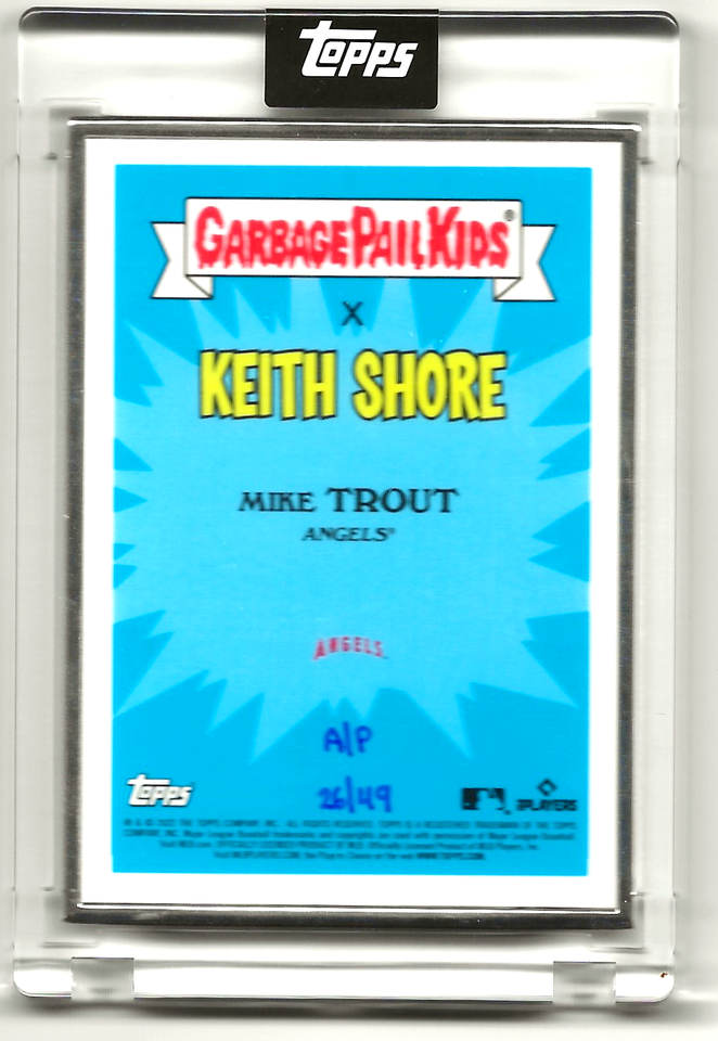 2022 Topps X Keith Shore (Garbage Pail Kid) Mike Trout Artist Proof 26/ ...
