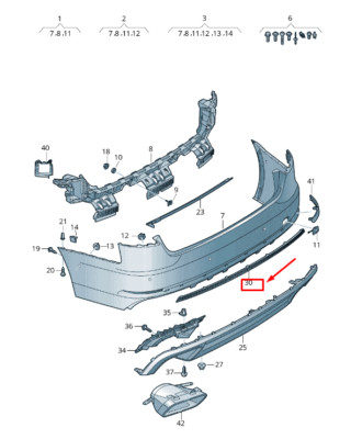 AUDI A4 Avant B9 Rear Bumper Trim 8W08078333Q7 8W0807833 3Q7 NEW ...