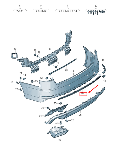 AUDI A4 Avant B9 Rear Bumper Trim 8W08078333Q7 8W0807833 3Q7 NEW ...