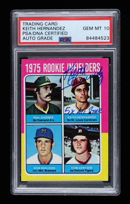 Keith Hernandez Signed 1975 Topps #623 Rookie Infielders Inscribed "5x ...