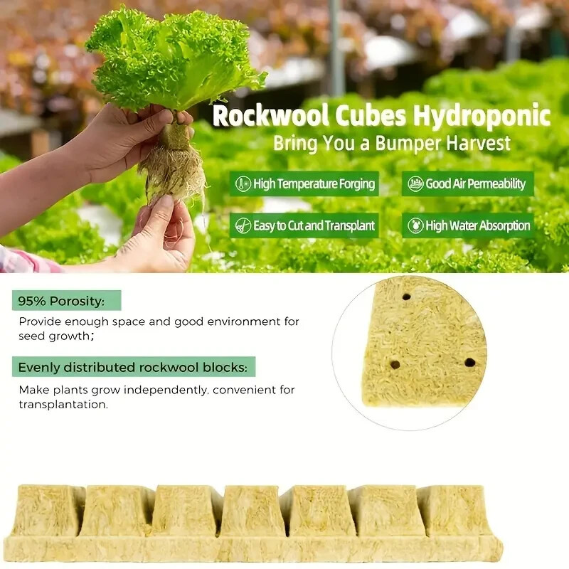 50 x Soiless Rockwool Propagation Planting Cubes Seeds Cuttings Pots ...