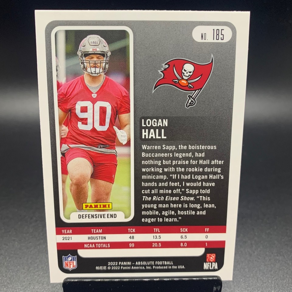 2022 Panini Absolute Football # 185 Logan Hall Rookie RC Tampa Bay ...