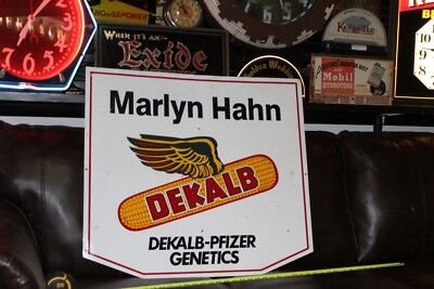 RARE 1960s DEKALB SEED CORN PAINTED METAL DEALER SIGN FLYING COB FARM ...