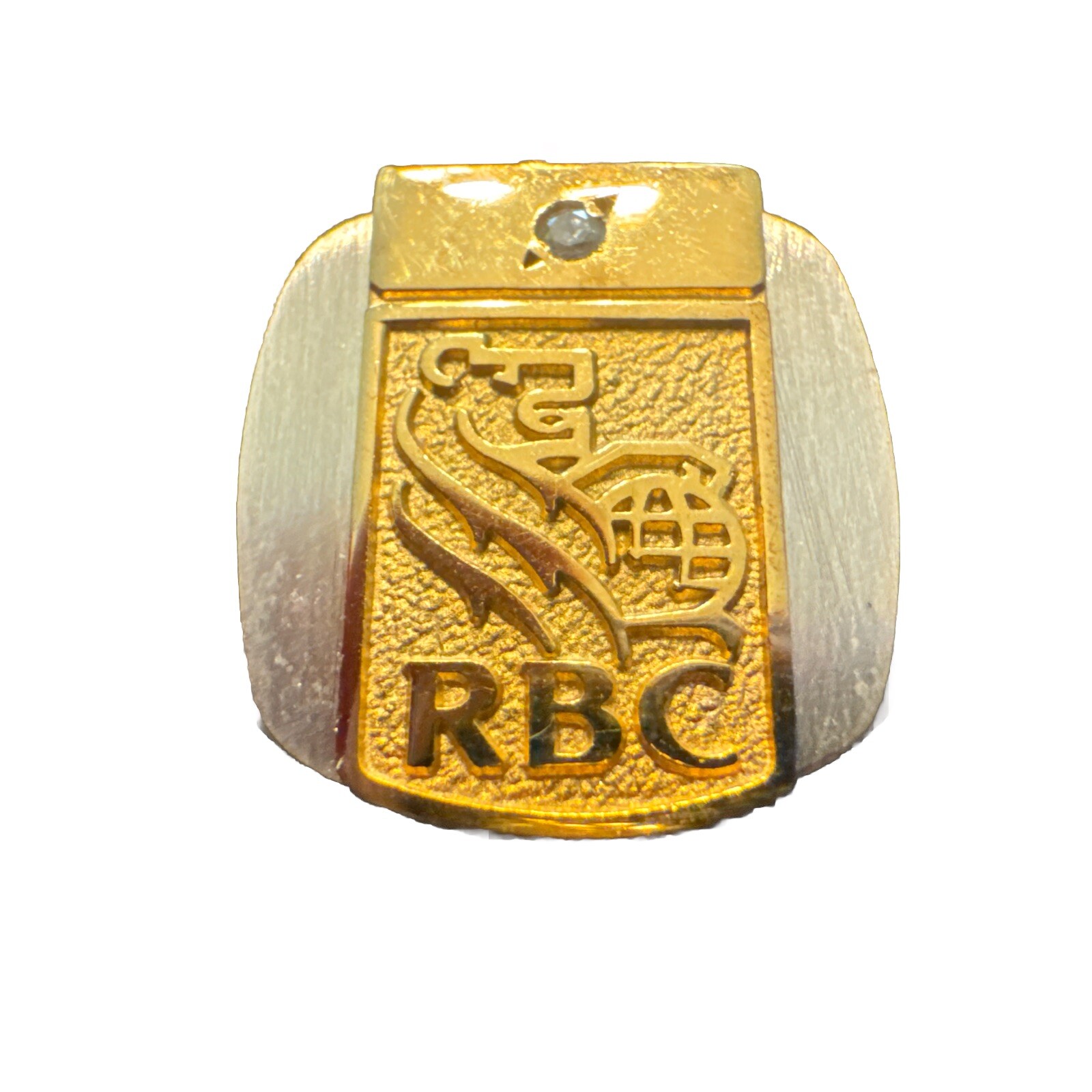 14K Yellow Gold Diamond RBC Royal Bank of Canada on Sterling Silver ...