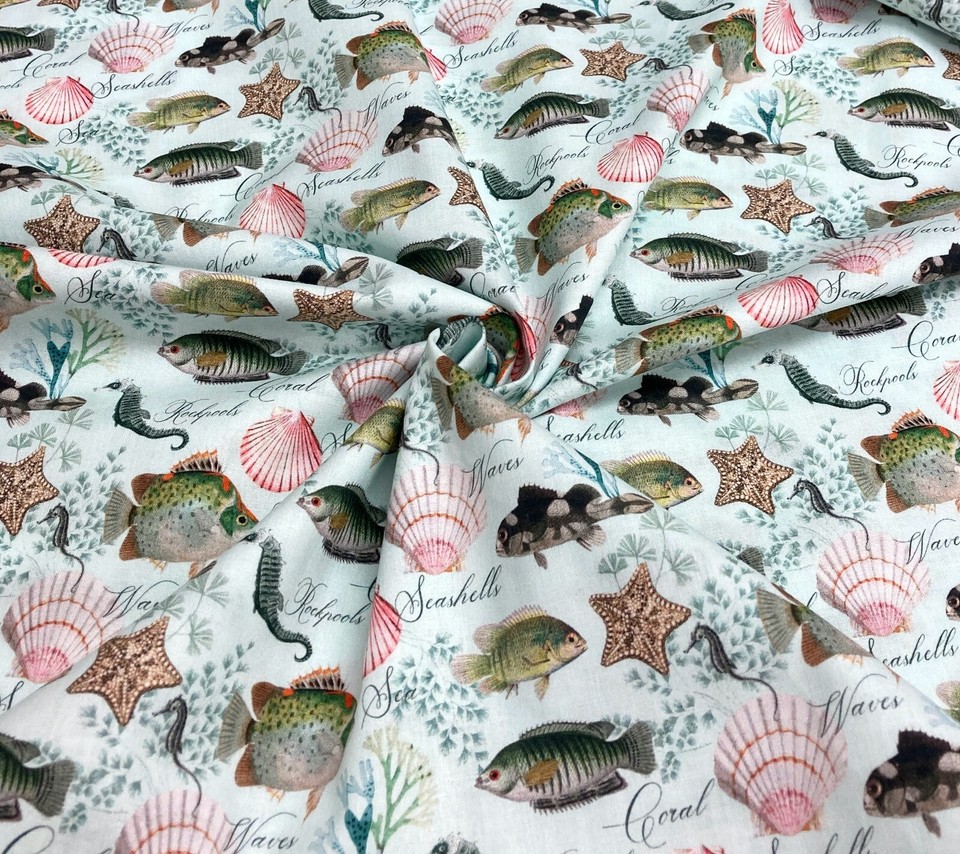 Seaside Cotton Fabric Mixed Ocean Nautical Sea Beach Patchwork Craft ...