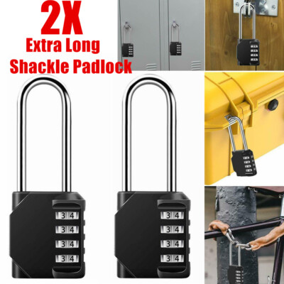 2Pack Heavy Duty 4-digit Extra Long Shackle Combination Padlock ...