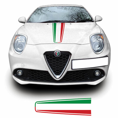 Italian Flag Bonnet Stripe For Alfa Romeo Mito Racing Euro Vinyl Decal ...