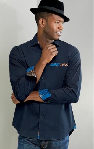 Size XXL Men's Ashro Blue Keegan Button Down Shirt | eBay