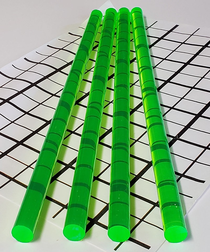 4 Pcs 1/2" x 18" CLEAR GREEN FLUORESCENT ACRYLIC PLEXIGLASS ROD .5 INCH ...