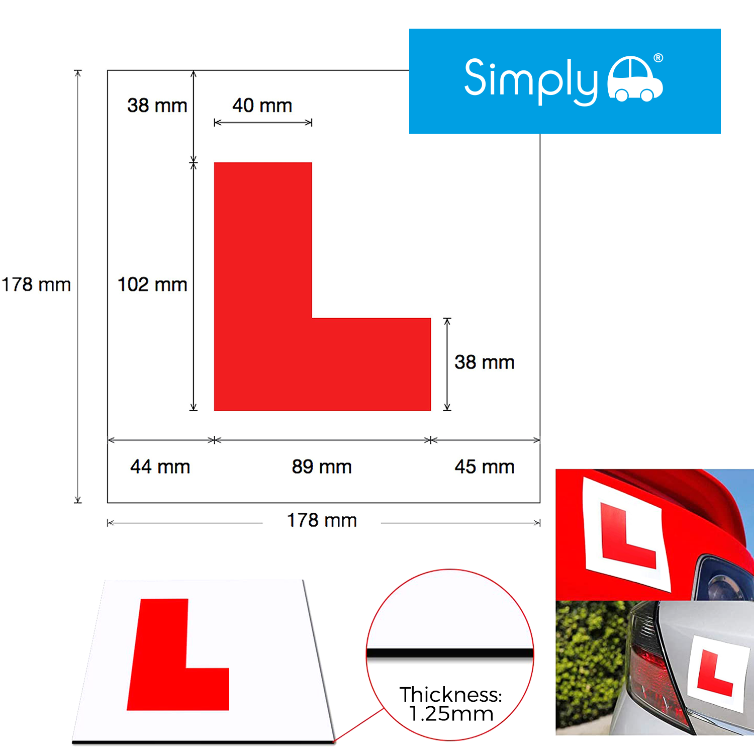 2 x FULLY MAGNETIC L PLATES Learner Secure Easy Application Removal Car ...