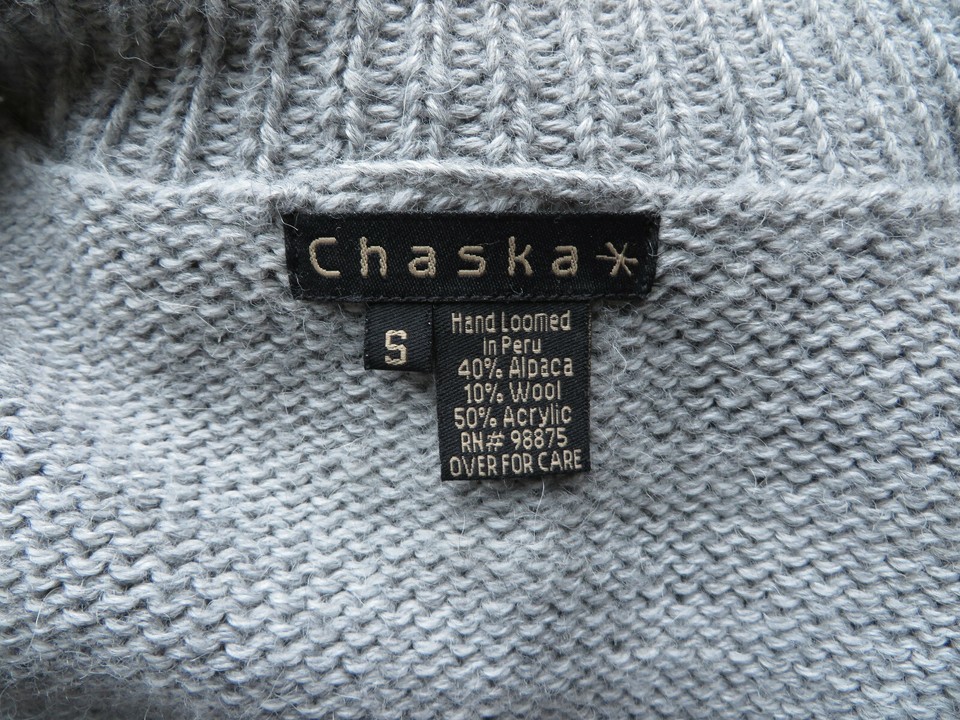 Chaska Womens Gray White Brown Alpaca Wool Blanket Striped Sweater ...