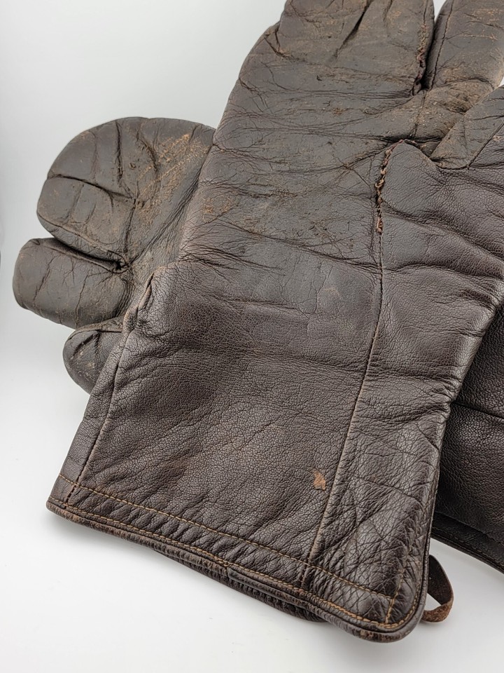 Original WW2 U.S. Navy Aviation Brown Leather Gunner's 3 Finger Gloves ...
