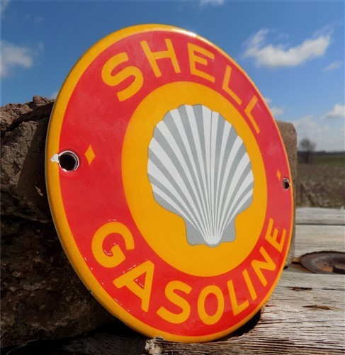 Shell Gasoline Sign, Metal Porcelain Advertising Sign, Gas Station ...