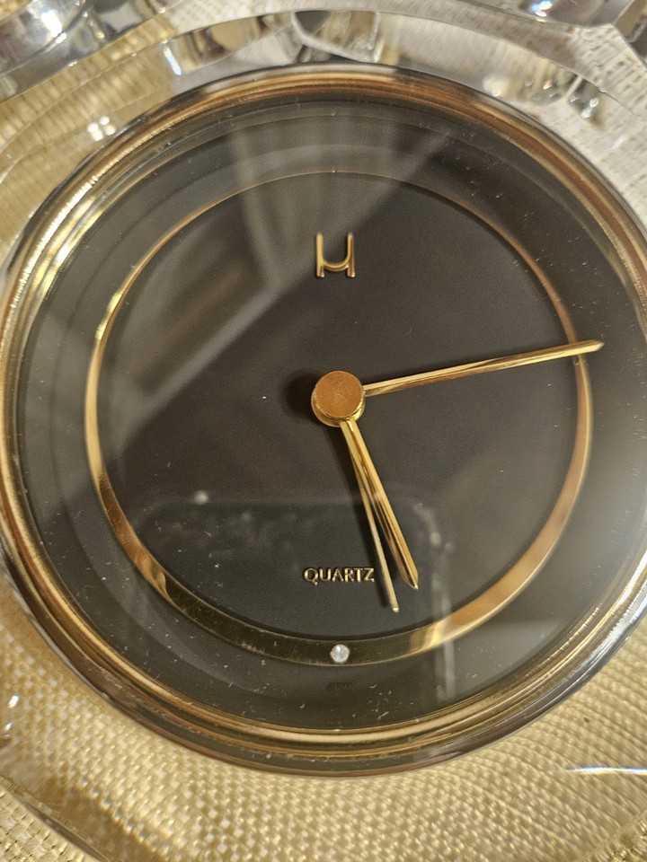 NIB Vintage Lofty Hoya Crystal Quartz Glass Mantle Desk Clock- Modern ...