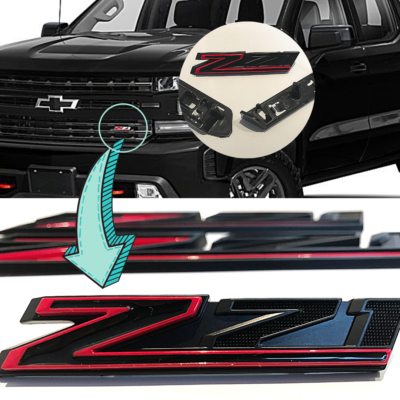 Chevrolet Silverado 2019-2022 Z71 Grille Emblem Gloss Red matte Black ...