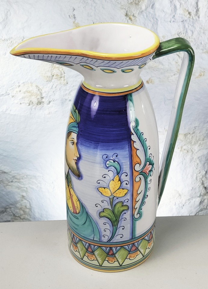 Vintage Signed Deruta Hand Painted Italy Renaissance Portrait Jug ...