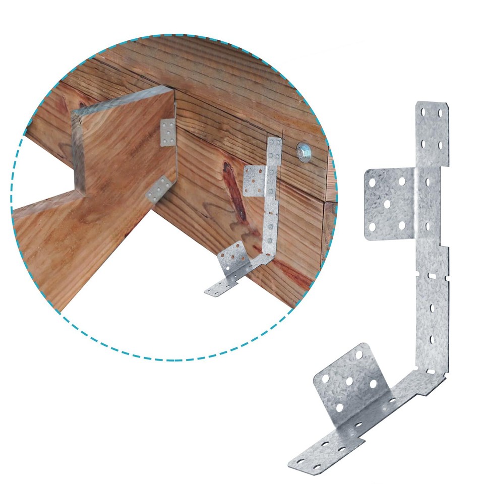 8 PCS Adjustable Stair-Stringer Connector Tie Straps Bracket Galvanized ...