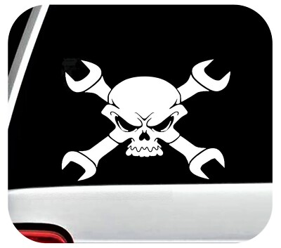Skull Wrench Crossbones Decal Sticker for Car Window Mechanics Toolbox ...