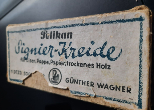 Pappschachtel **PELIKAN SIGNIER KREIDE+Pappe/Holz**ohne Inhalt+ ...