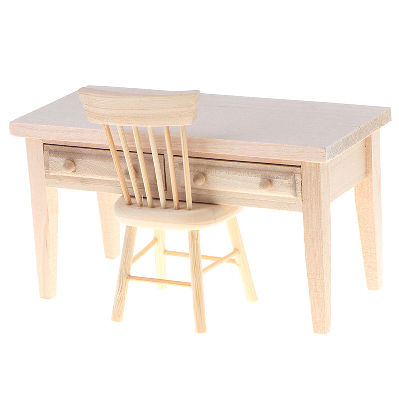 Mini Dollhouse Furniture Desk Chair set Miniature Living Room Kids Play ...