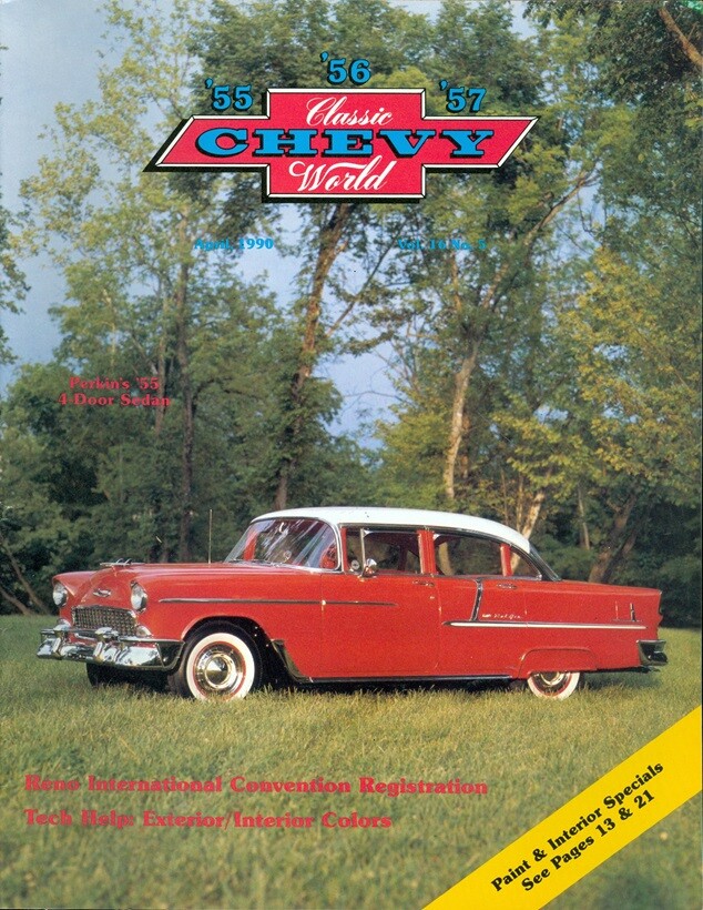 1990 Classic Chevy World Magazine: Perkin's '55 4-Dr Sedan/Exterior ...