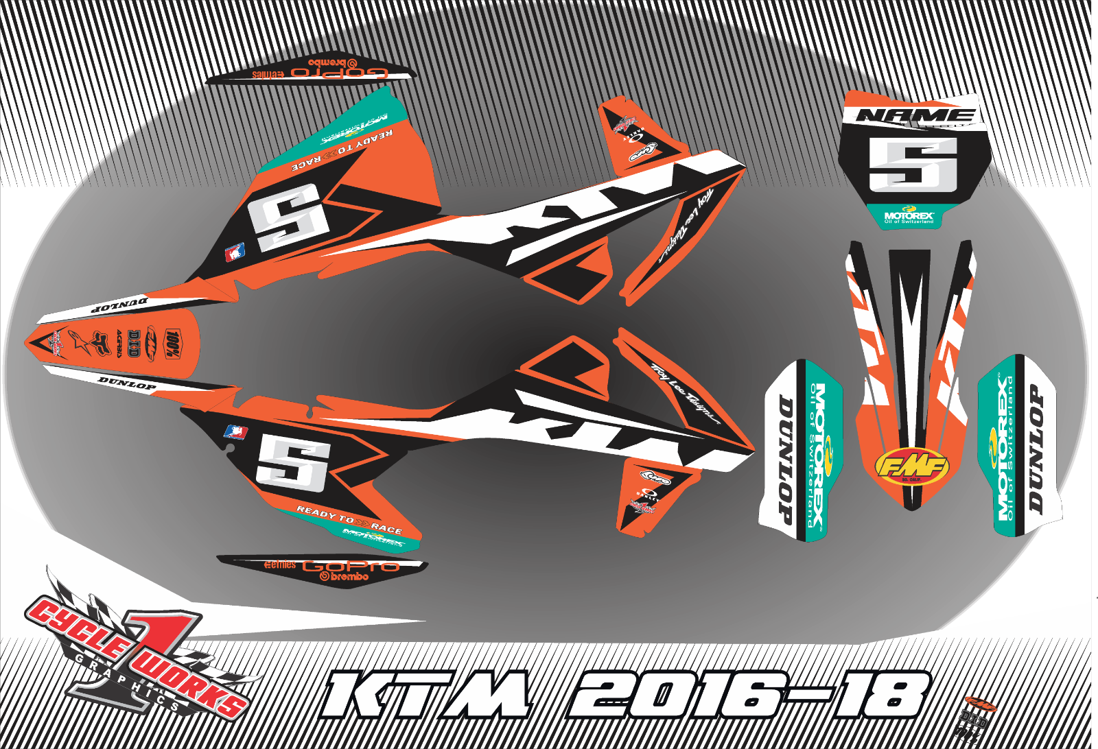 Chrome Holographic graphics kit 300xc 450sx 250sx etc Supermoto Holokit ...