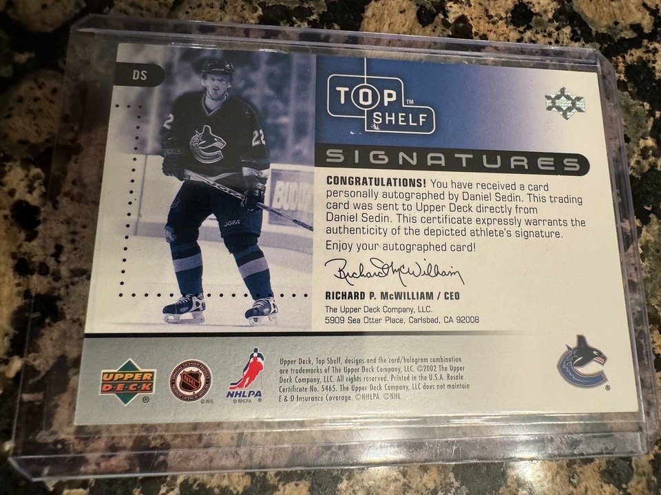 Upper Deck Daniel Sedin Top Shelf Signatures 2002 | eBay