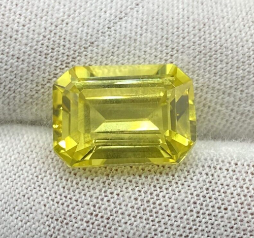A+++ Genuine Yellow Sapphire Loose Emerald Cut Gemstone 10x14mm ...