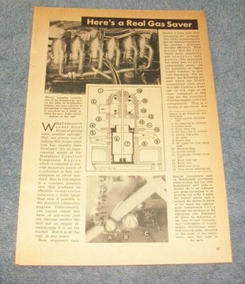 1952 Humphreys Constant Compression Engine Vintage Tech Info Article | eBay