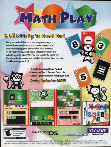 Math Play DS Learning STEM Skill - Video Game Print Ad / Poster Promo ...