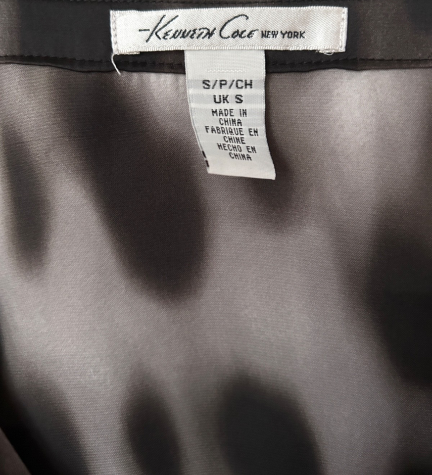 Kenneth Cole Woman's Petite Small Black & Gray Zip Front Tunic Blouse ...