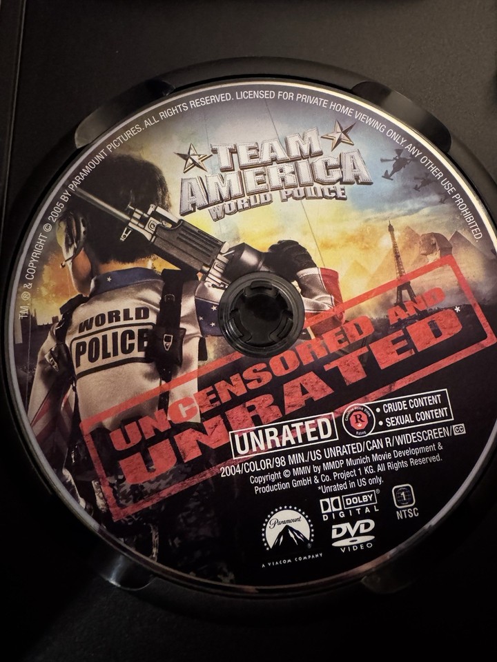 Team America (DVD, 2005, Widescreen Collection/Unrated) 97360251944| eBay