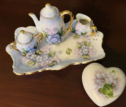 Antique/Vintage Mini Chocolate Pot Set! Hand painted 5 Piece Set ...