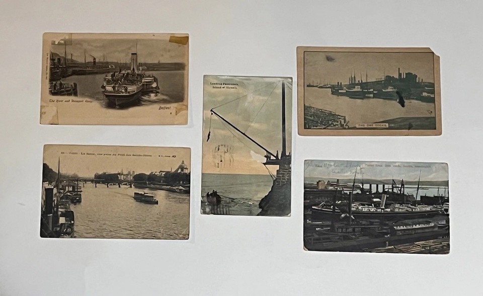 5 Postcards Boat Ship Steam Boat Docks Industry Antique | eBay